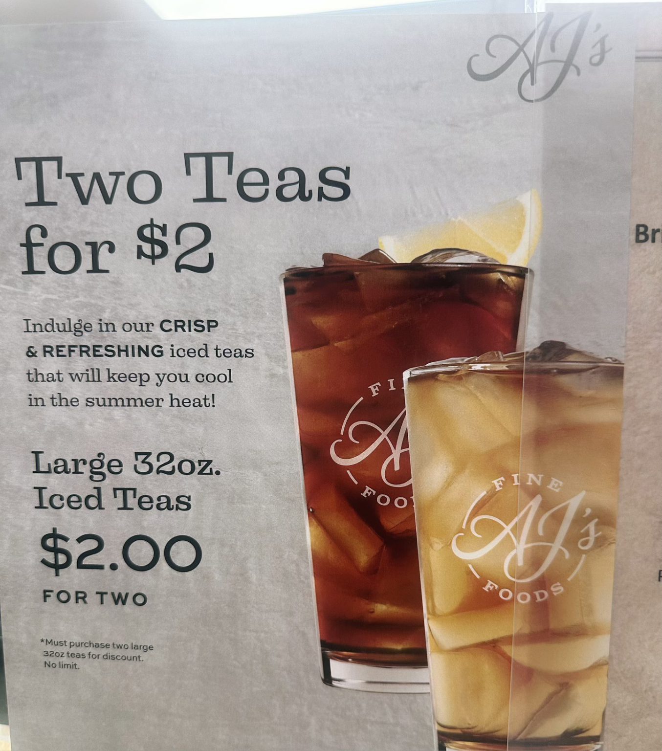 Get Two Large AJ’s Iced Teas for $2!!! – Alicia's Deals